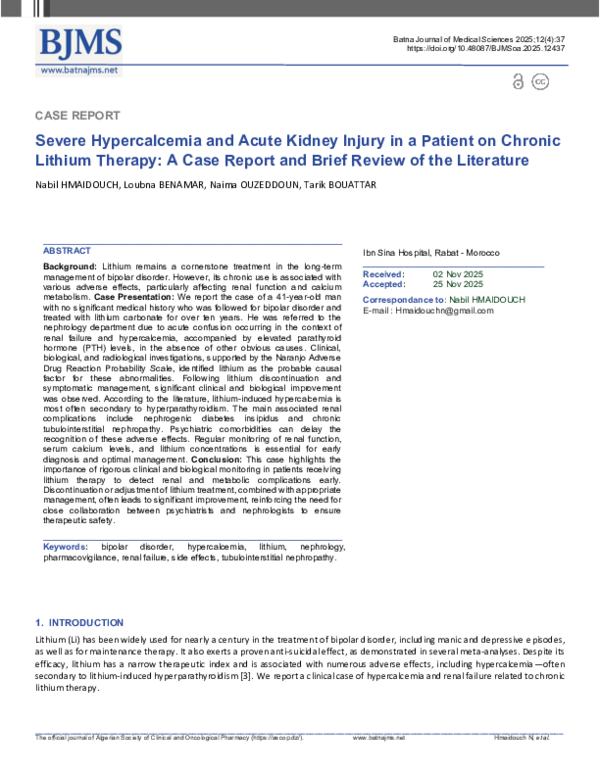 (PDF) Severe Hypercalcemia and Acute Kidney Injury in a Patient on ...