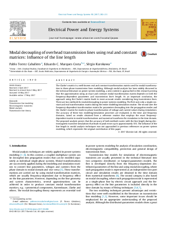 (PDF) Modal decoupling of overhead transmission lines using real and ...