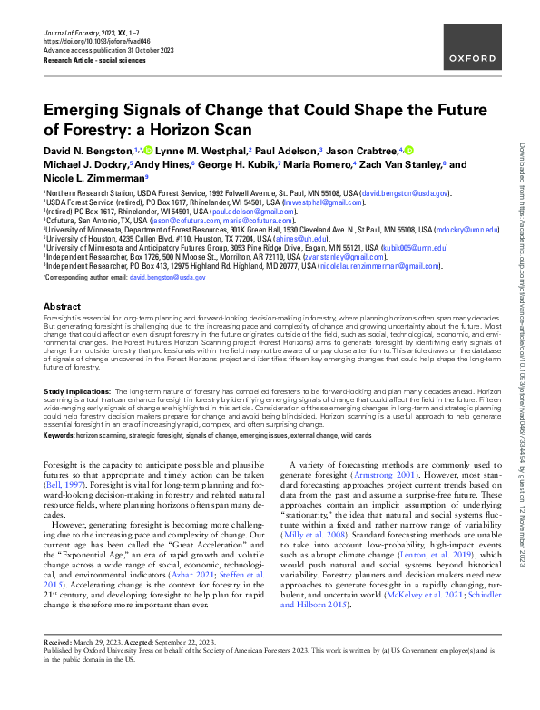 (PDF) Emerging Signals of Change that Could Shape the Future of ...