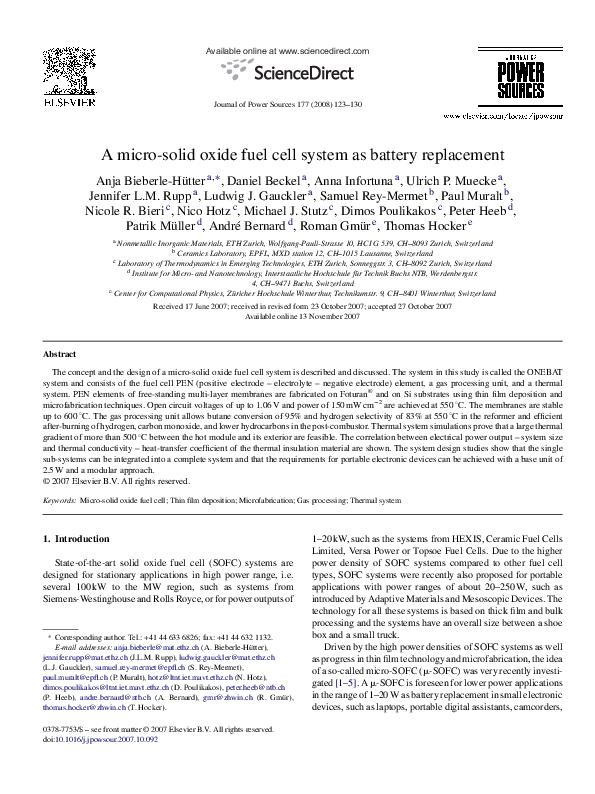 (PDF) A micro-solid oxide fuel cell system as battery replacement