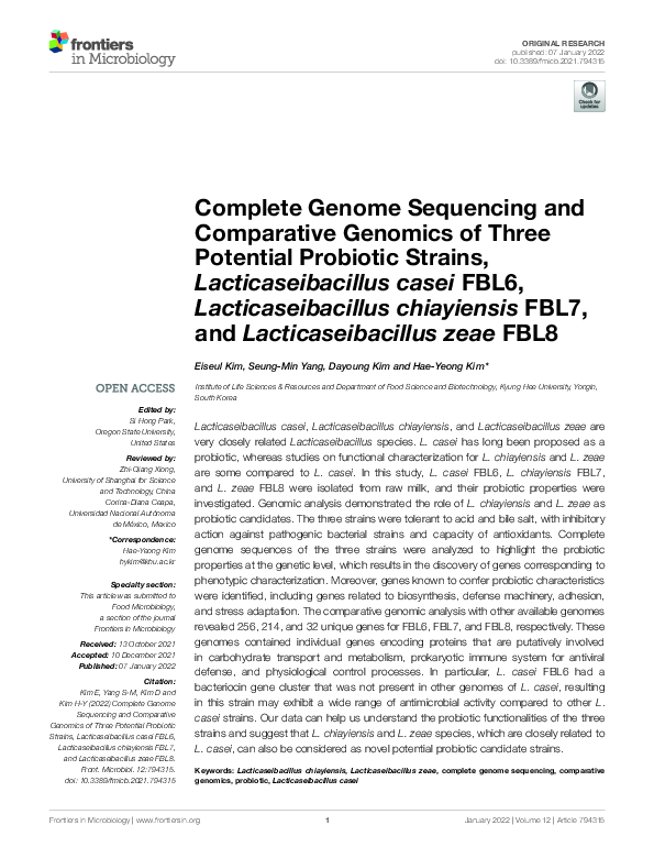 (PDF) Complete Genome Sequencing and Comparative Genomics of Three ...