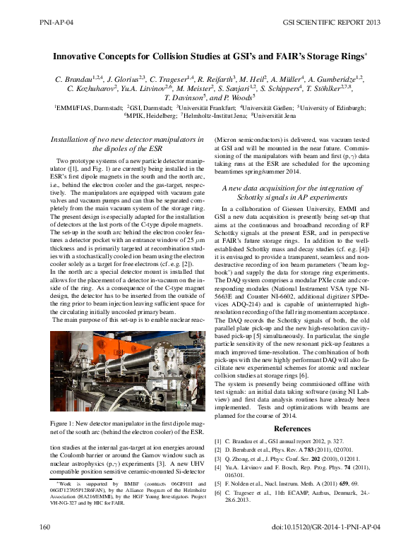 (PDF) Innovative Concepts for Collision Studies at GSI's and FAIR's ...