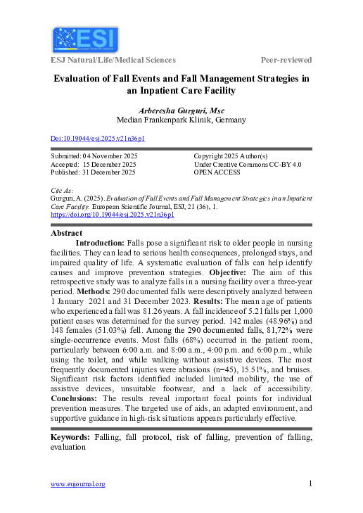 (PDF) Evaluation of Fall Events and Fall Management Strategies in an ...