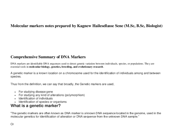 (PDF) Molecular marker
