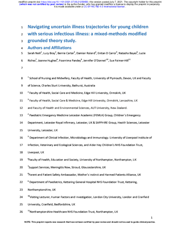 (PDF) Navigating uncertain illness trajectories for young children with ...