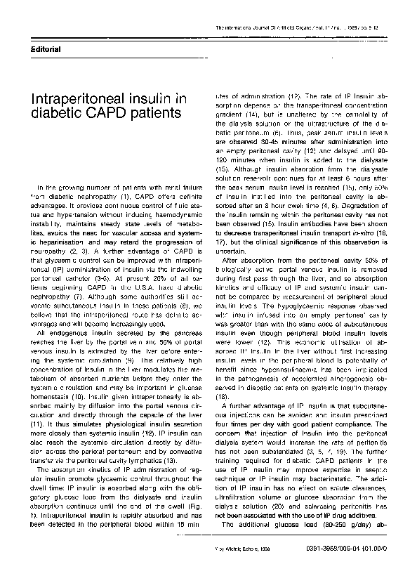 (PDF) Intraperitoneal Insulin in Diabetic CAPD Patients