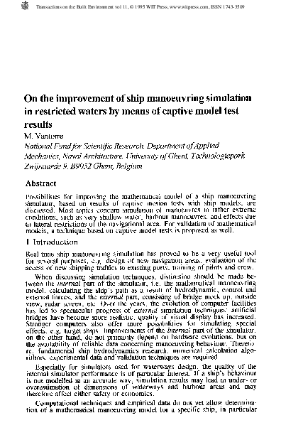 (PDF) On The Improvement Of Ship Manoeuvring SimulationIn Restricted ...