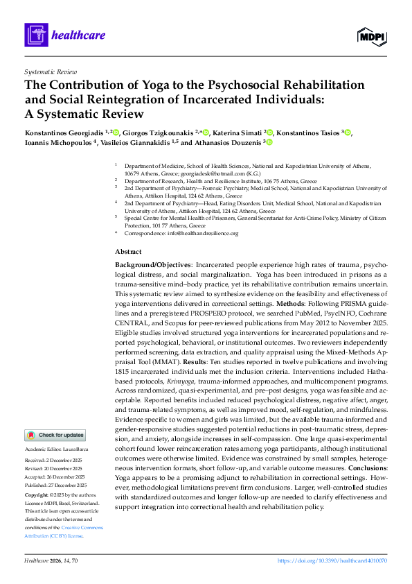 (PDF) The Contribution of Yoga to the Psychosocial Rehabilitation and ...