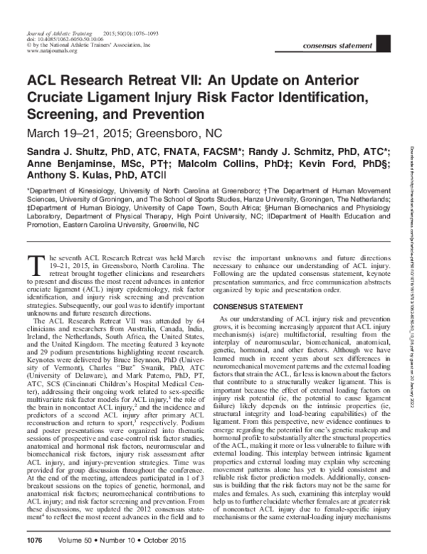 (PDF) ACL Research Retreat VII: An Update on Anterior Cruciate Ligament ...