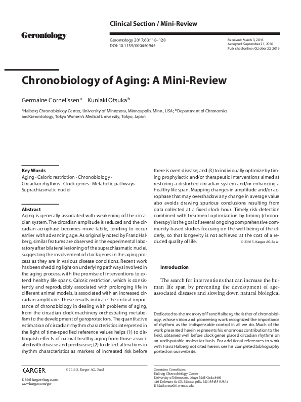 (PDF) Chronobiology of Aging: A Mini-Review