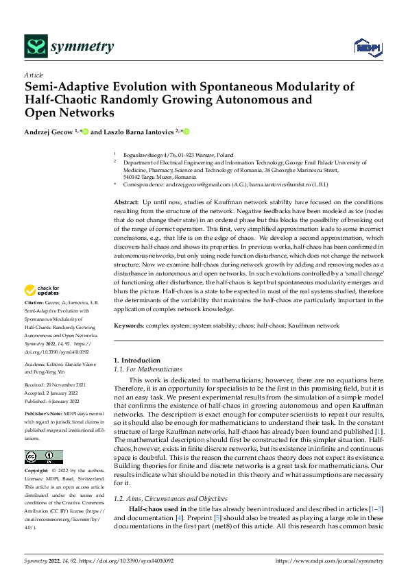 (PDF) Semi-Adaptive Evolution with Spontaneous Modularity of Half ...