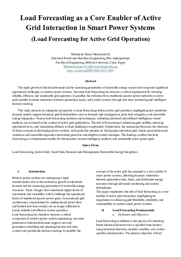 (PDF) Load Forecasting as a Core Enabler of Active Grid Interaction in ...