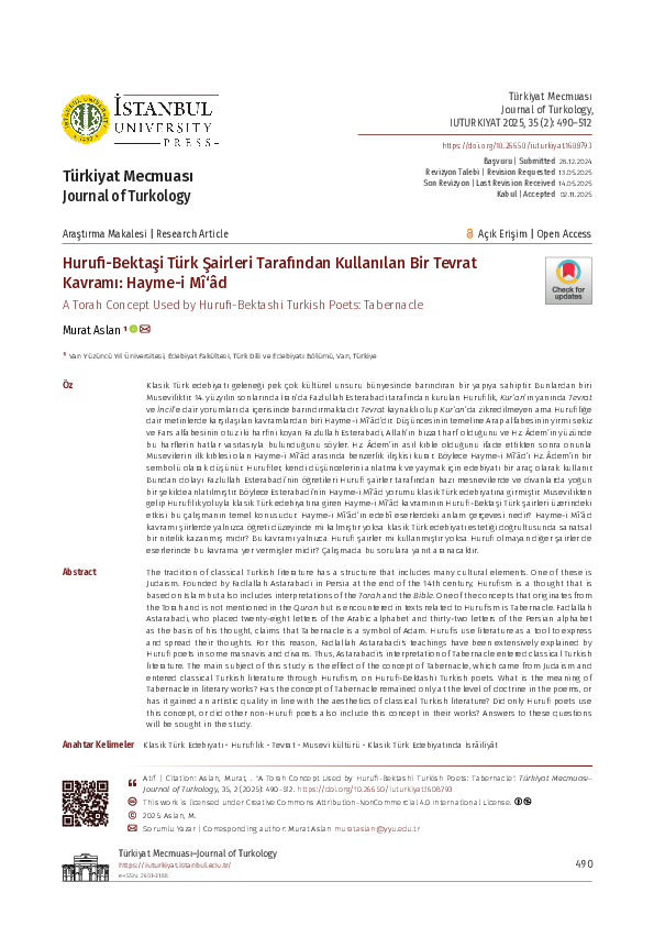 (PDF) Hurufi-Bektaşi Türk Şairleri Tarafından Kullanılan Bir Tevrat ...