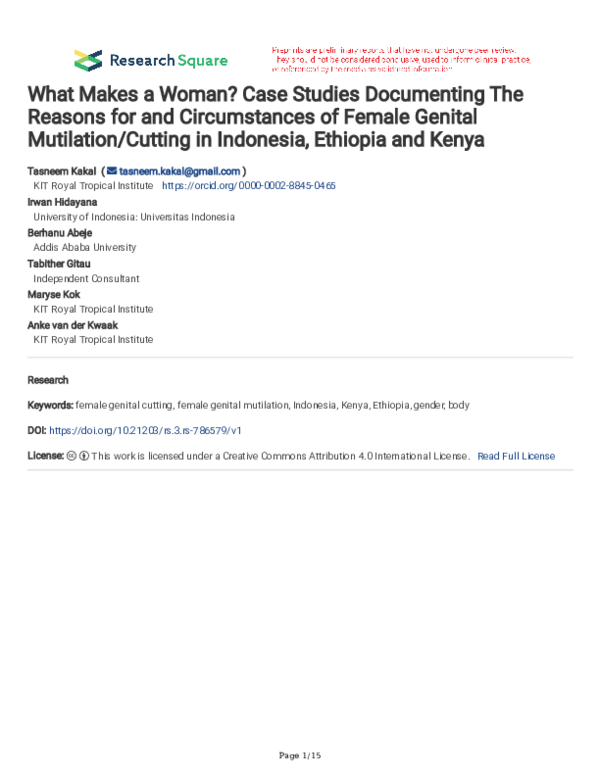 (PDF) What Makes a Woman? Case Studies Documenting The Reasons for and ...
