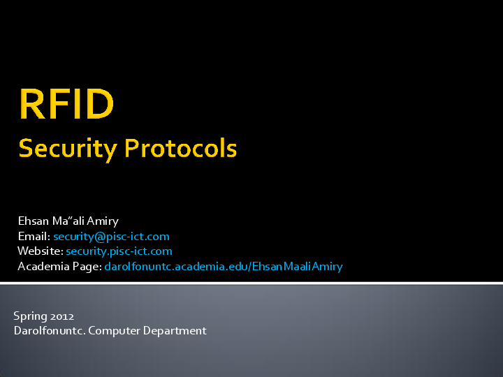 (PPT) RFID Security Protocols
