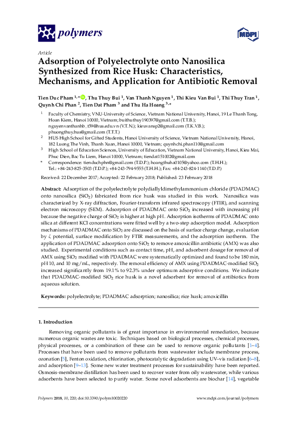 (PDF) Adsorption of Polyelectrolyte onto Nanosilica Synthesized from ...