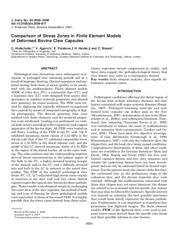(PDF) Comparison of Stress Zones in Finite Element Models of Deformed ...