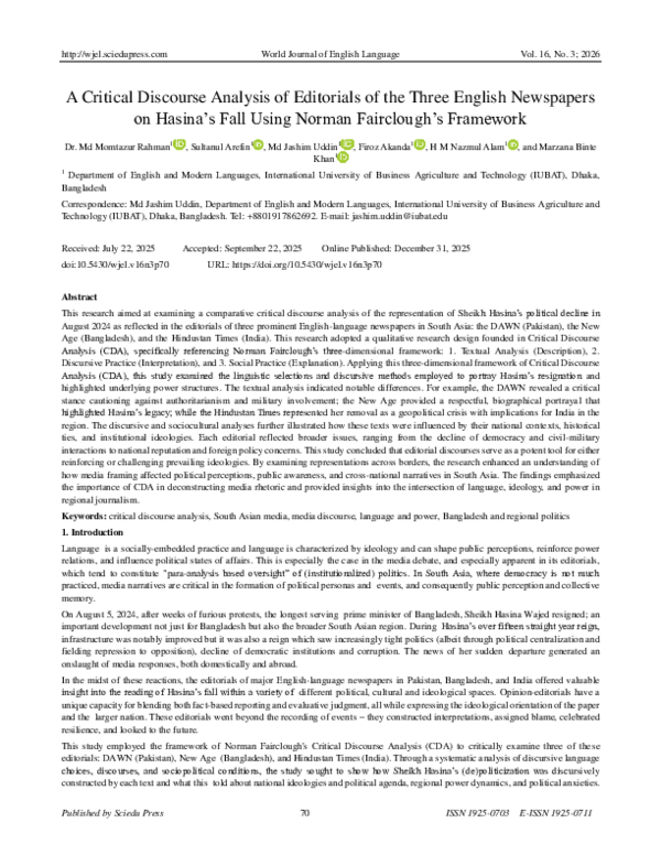 (PDF) A Critical Discourse Analysis of Editorials of the Three English ...