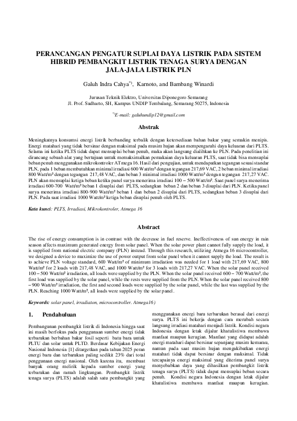 (PDF) Perancangan Pengatur Suplai Daya Listrik Pada Sistem Hibrid ...