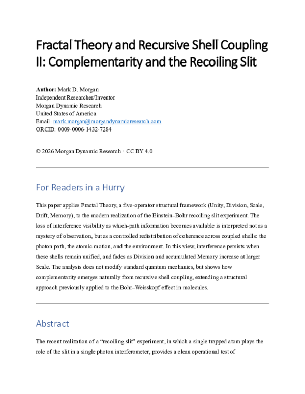(PDF) Fractal Theory and Recursive Shell Coupling II: Complementarity ...