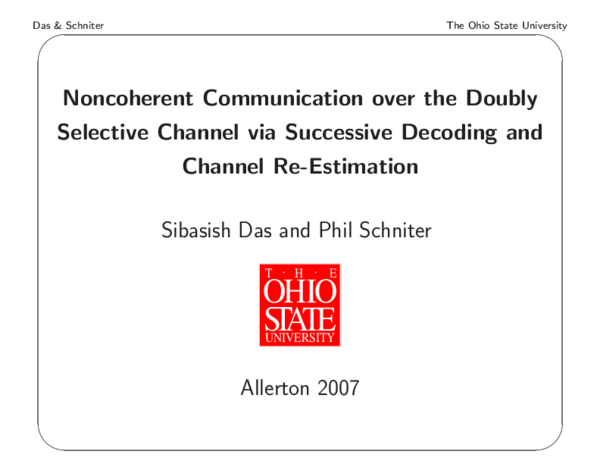 (PDF) Noncoherent communication over the doubly selective channel via ...