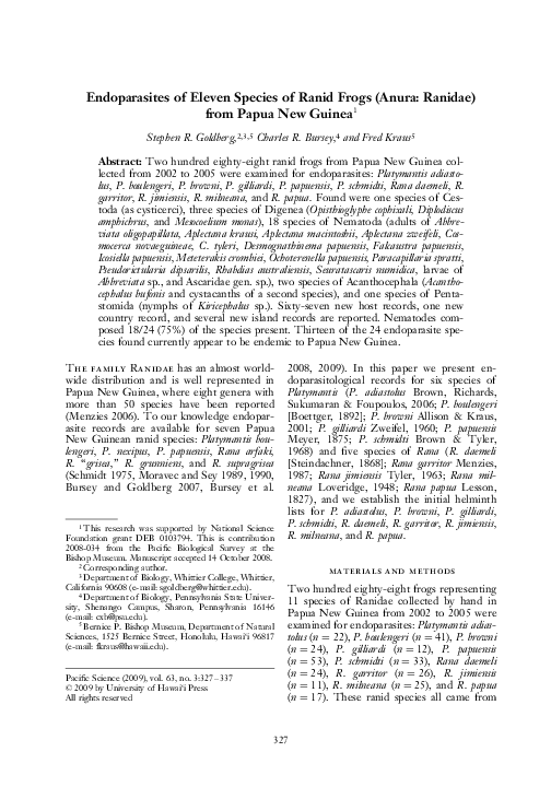 (PDF) Endoparasites of Eleven Species of Ranid Frogs (Anura: Ranidae ...