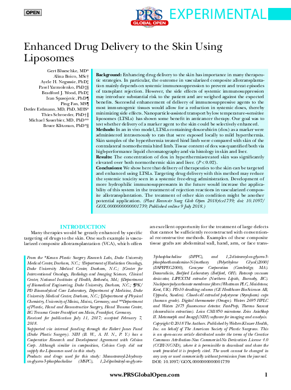 (PDF) Enhanced Drug Delivery to the Skin Using Liposomes