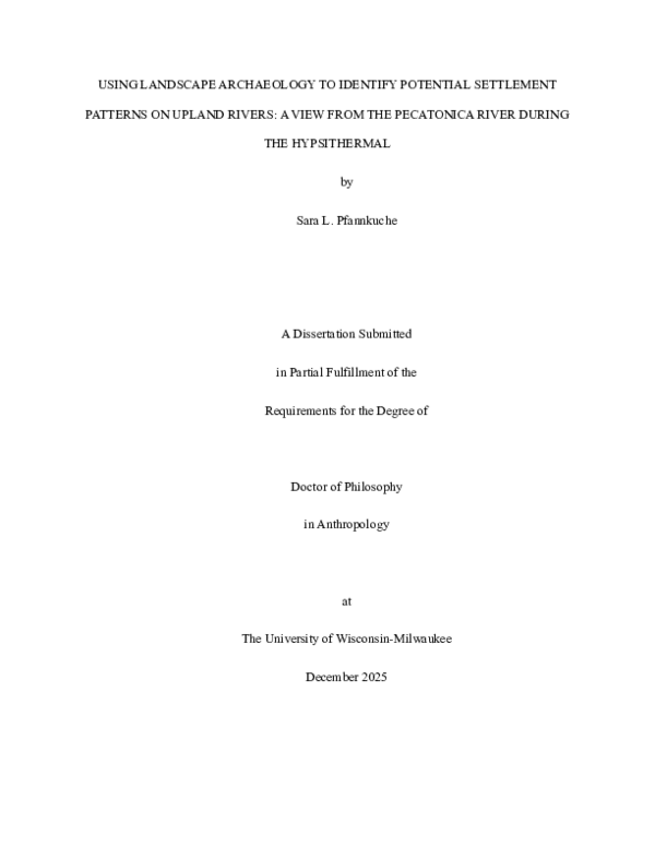 (PDF) Using Landscape Archaeology to Identify Potential Settlement ...