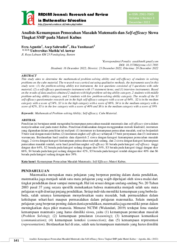 (PDF) Analisis Kemampuan Pemecahan Masalah Matematis dan Self-efficacy ...