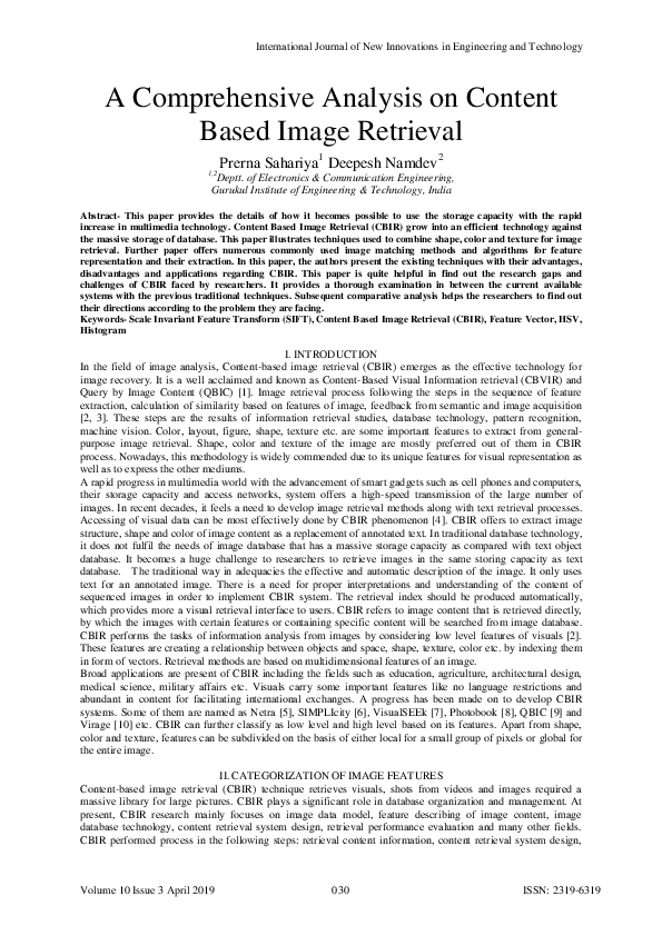 (PDF) A Comprehensive Analysis on Content Based Image Retrieval