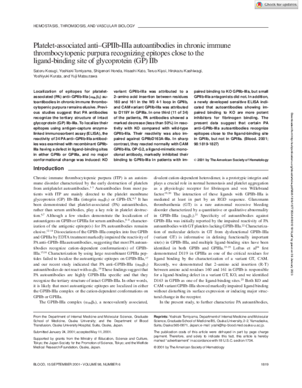 (PDF) Platelet-associated anti–GPIIb-IIIa autoantibodies in chronic ...