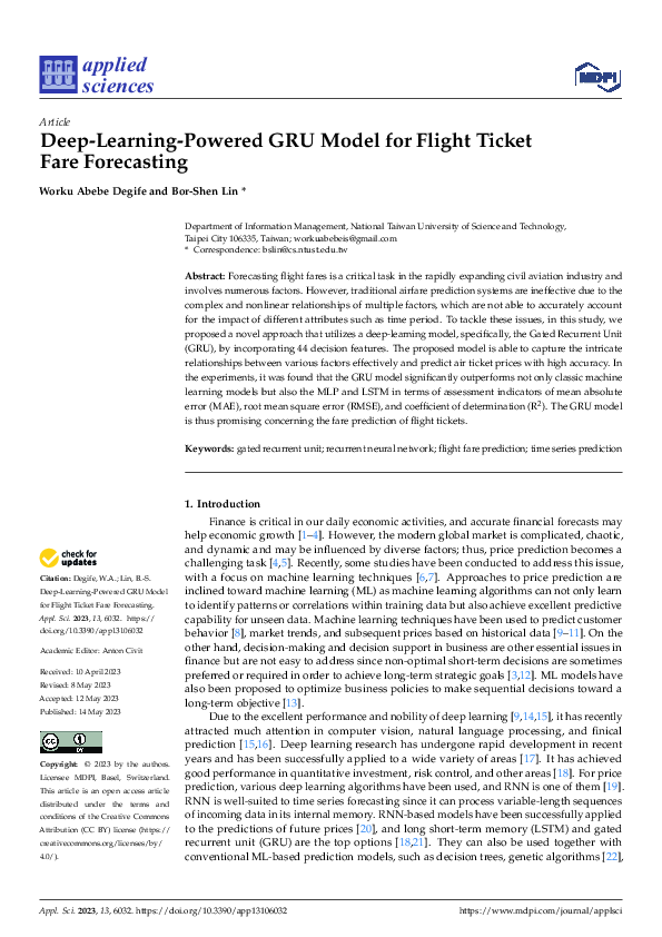 (PDF) Deep-Learning-Powered GRU Model for Flight Ticket Fare Forecasting