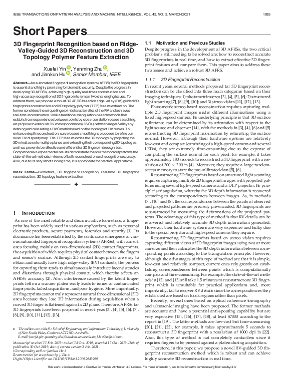 (PDF) 3D Fingerprint Recognition based on Ridge-Valley-Guided 3D ...