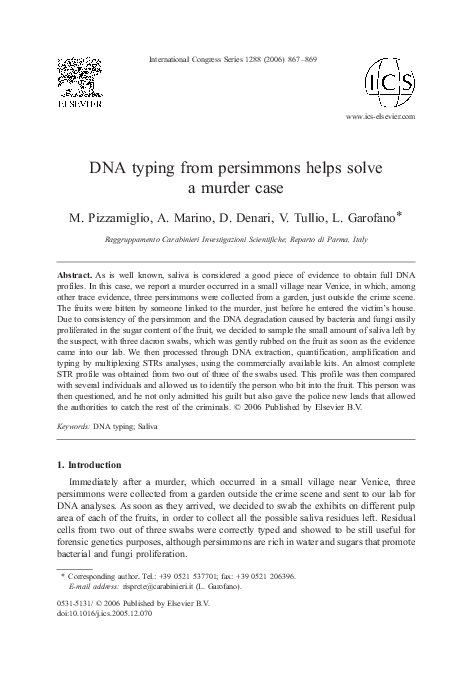 (PDF) DNA typing from persimmons helps solve a murder case