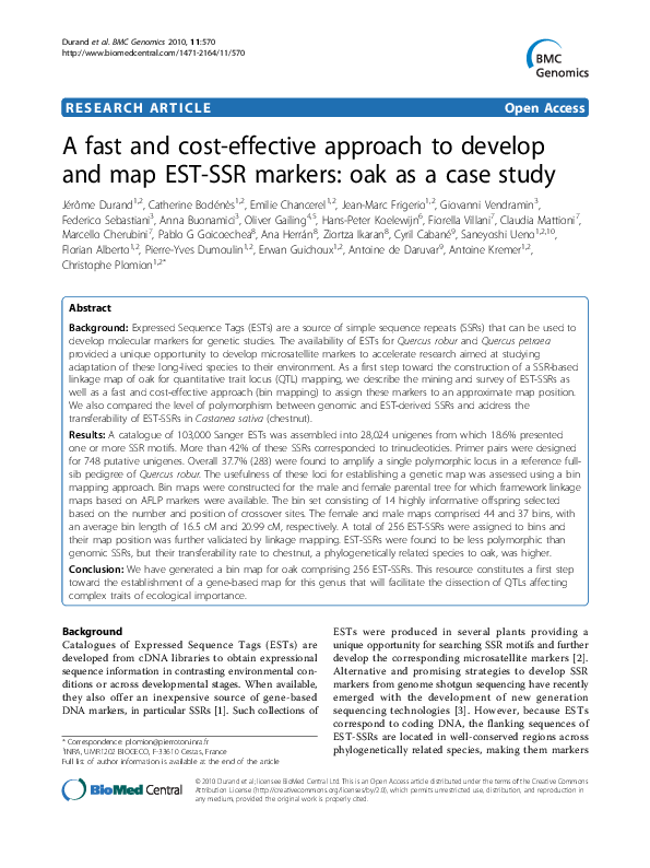 (PDF) A fast and cost-effective approach to develop and map EST-SSR ...