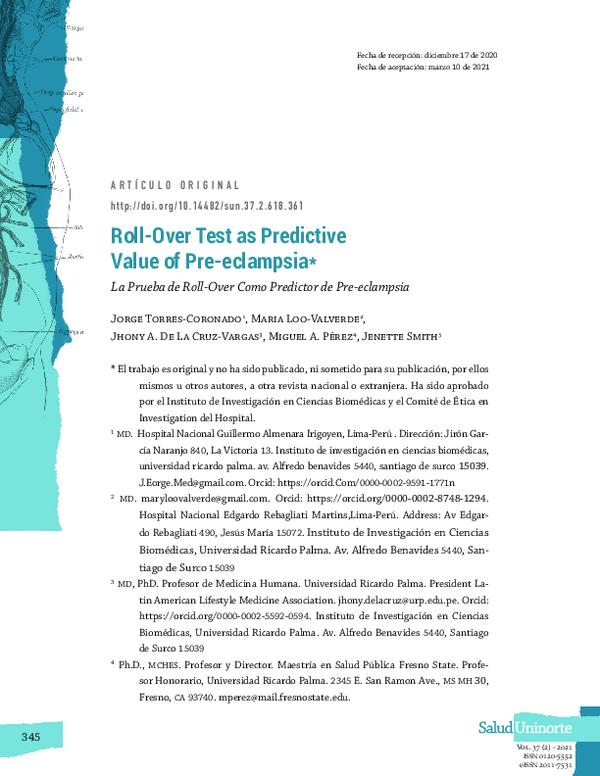(PDF) Roll-Over Test as PredictiveValue of Pre-eclampsia