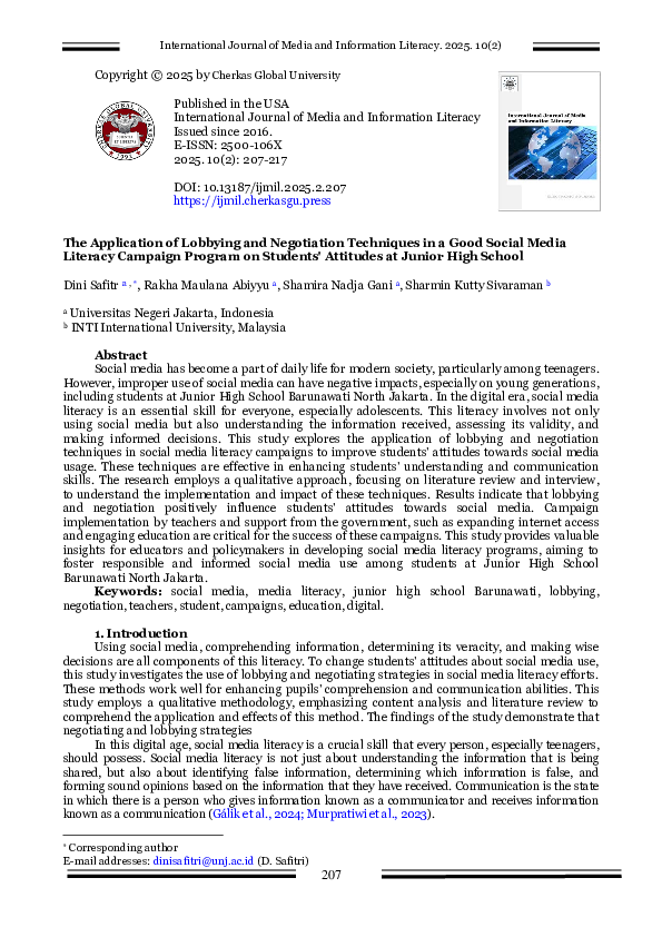 (PDF) The Application of Lobbying and Negotiation Techniques in a Good ...