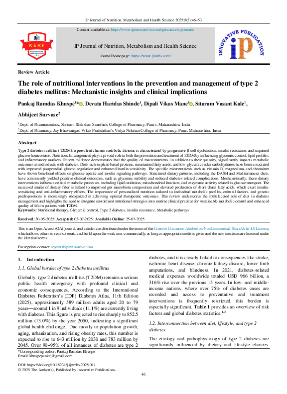 (PDF) The role of nutritional interventions in the prevention and ...