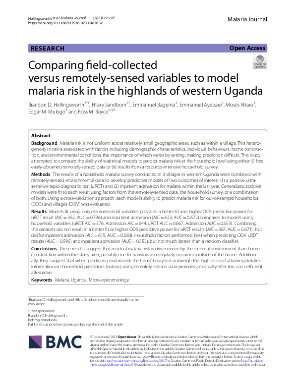 (PDF) Comparing field-collected versus remotely-sensed variables to ...