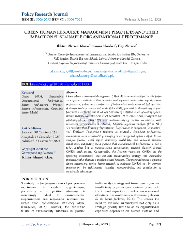 (PDF) GREEN HUMAN RESOURCE MANAGEMENT PRACTICES AND THEIR IMPACT ON ...