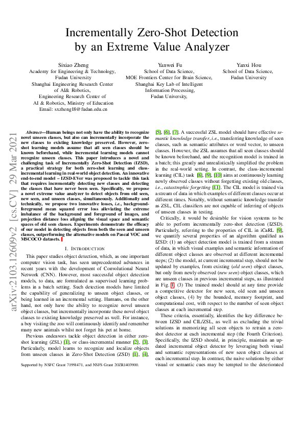 (PDF) Incrementally Zero-Shot Detection by an Extreme Value Analyzer