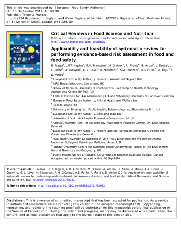 (PDF) Applicability and Feasibility of Systematic Review for Performing ...