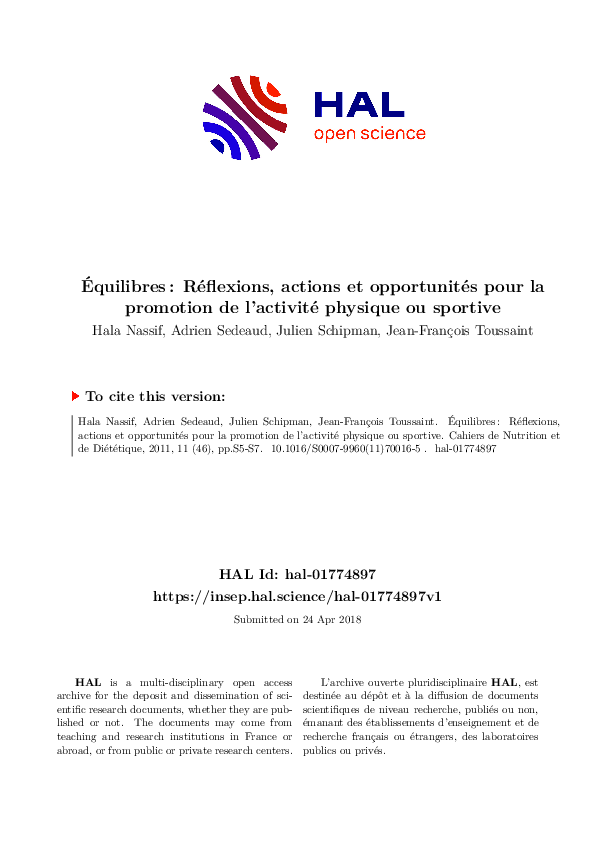 (PDF) Balances: Reflexions, actions and opportunities for the promotion ...