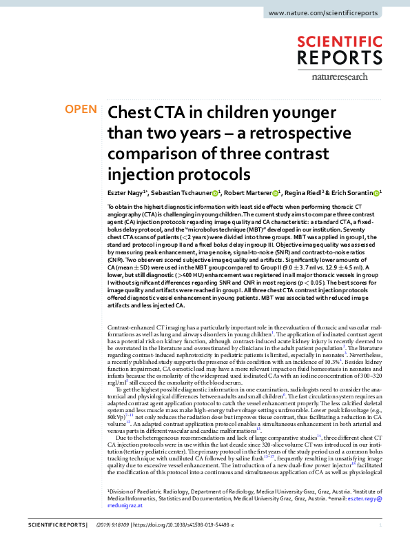 (PDF) Chest CTA in children younger than two years – a retrospective ...