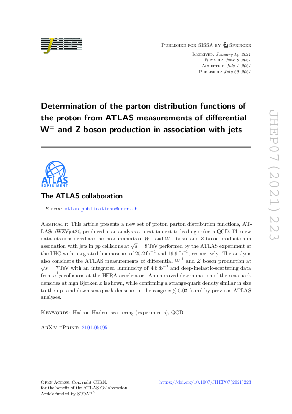 (PDF) Determination of the parton distribution functions of the proton ...