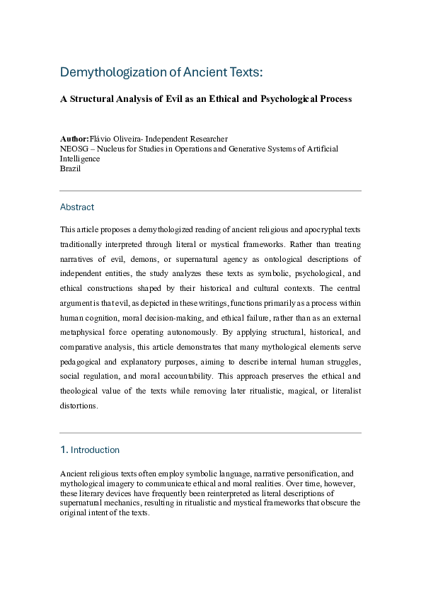 (PDF) Demythologization of Ancient Texts: A Structural Analysis of Evil ...