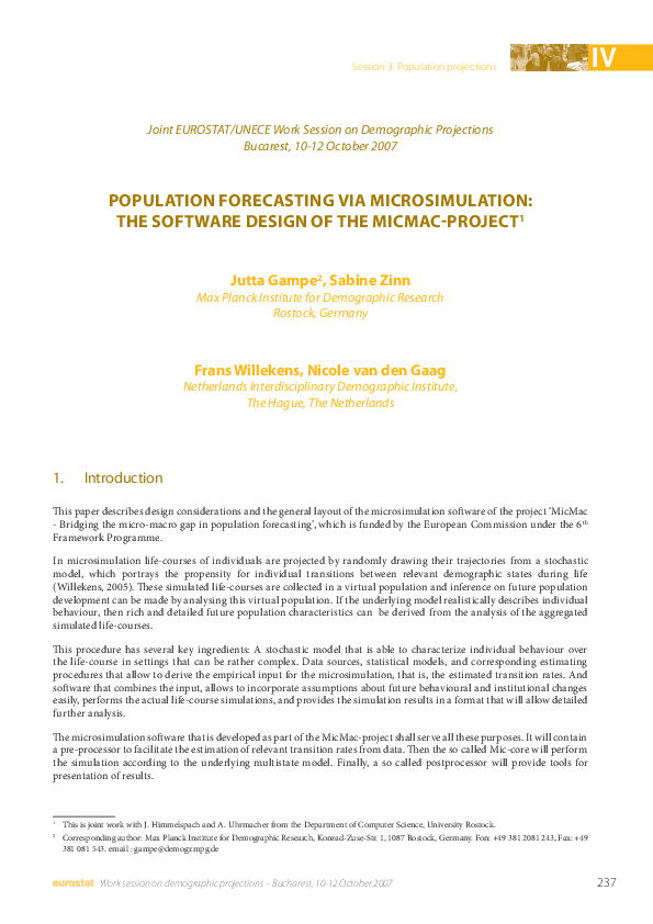 (PDF) Population forecasting via microsimulation: the software design ...