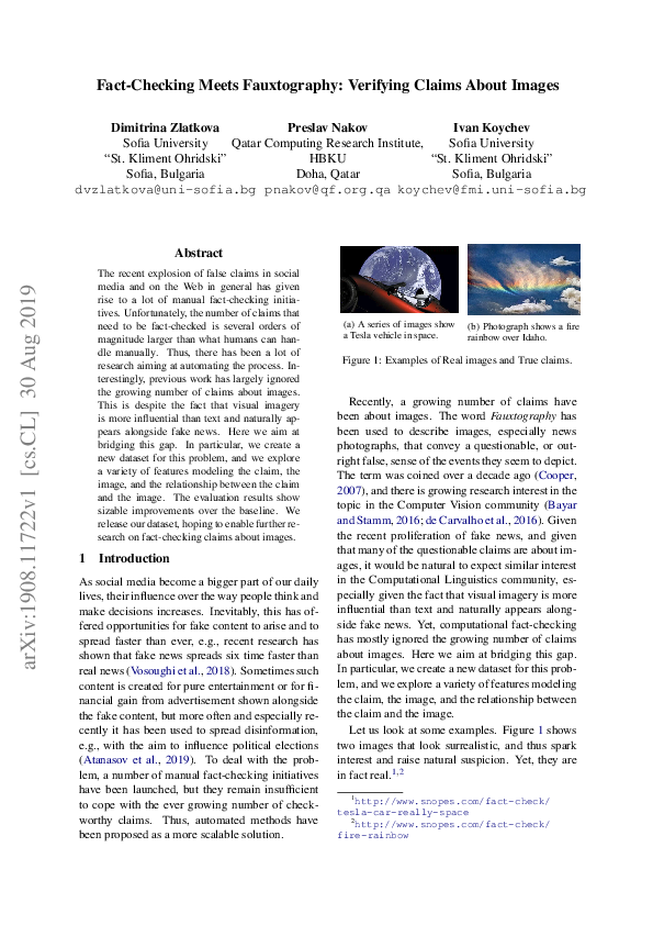 (PDF) Fact-Checking Meets Fauxtography: Verifying Claims About Images