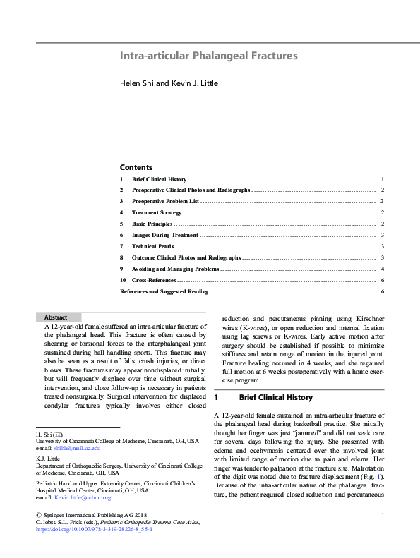 (PDF) Intra-articular Phalangeal Fractures