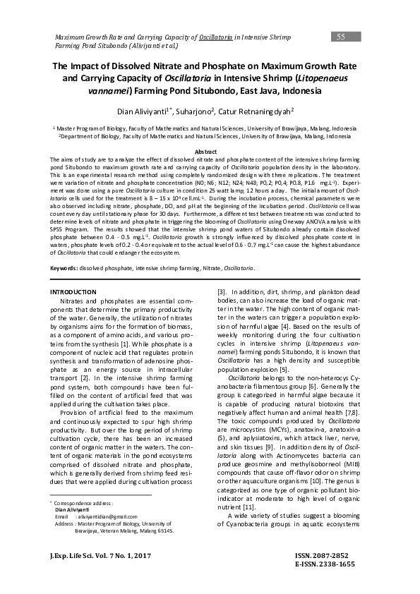 (PDF) The Impact of Dissolved Nitrate and Phosphate on Maximum Growth ...